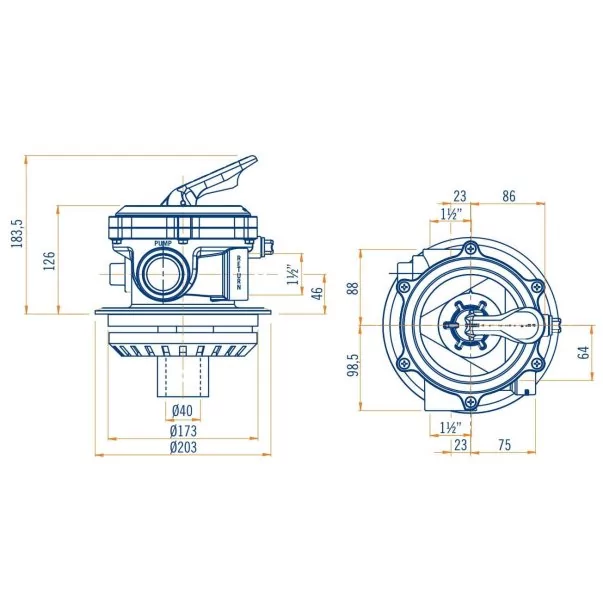 AstralPool Flat Top multiport valve, 1.5" - best price in UAE