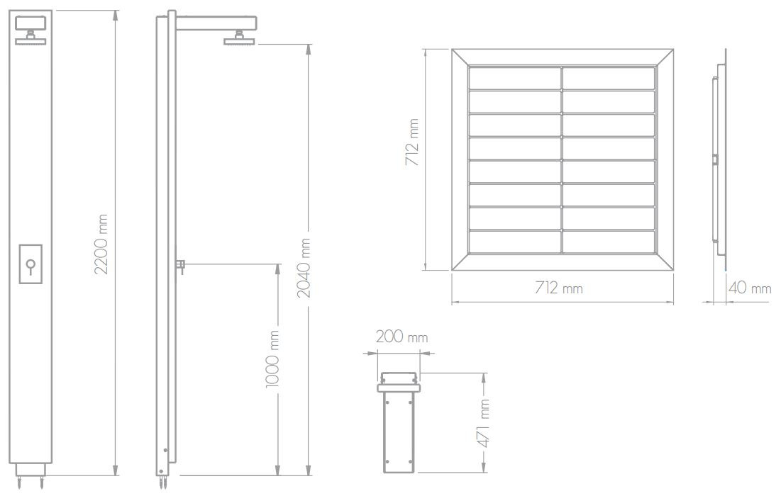 AstralPool Pluvium shower for pools, with shower tray, 2.04 m - best ...
