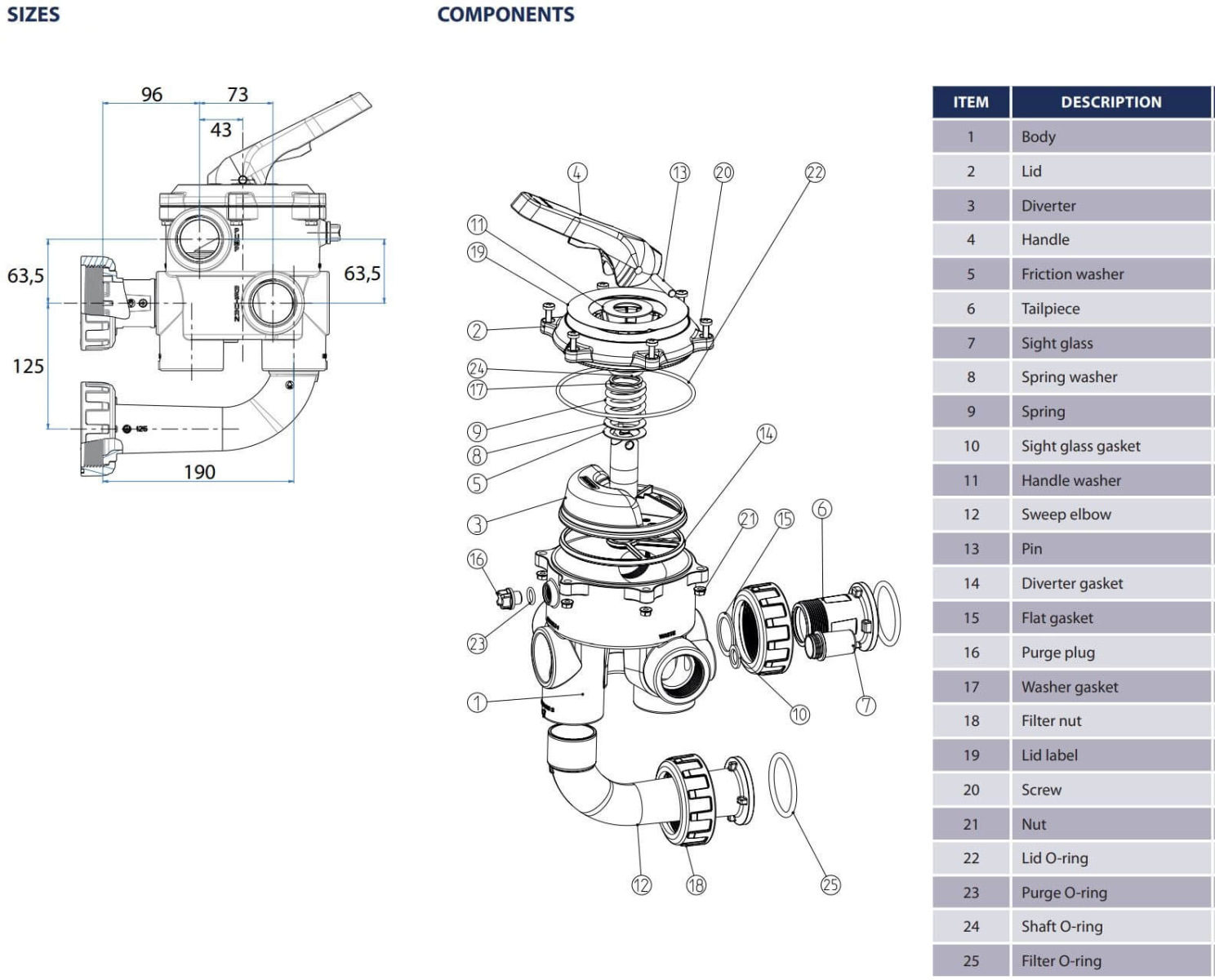 AstralPool Classic Plus multiport valve with filter connections ...