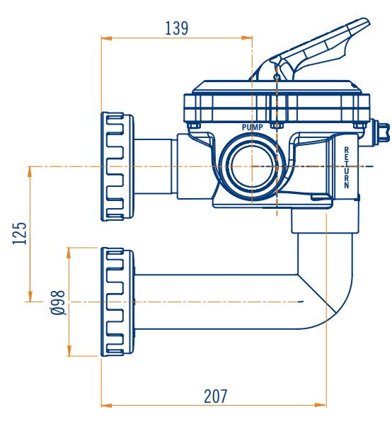 AstralPool Flat lateral multiport valve with filter connections ...