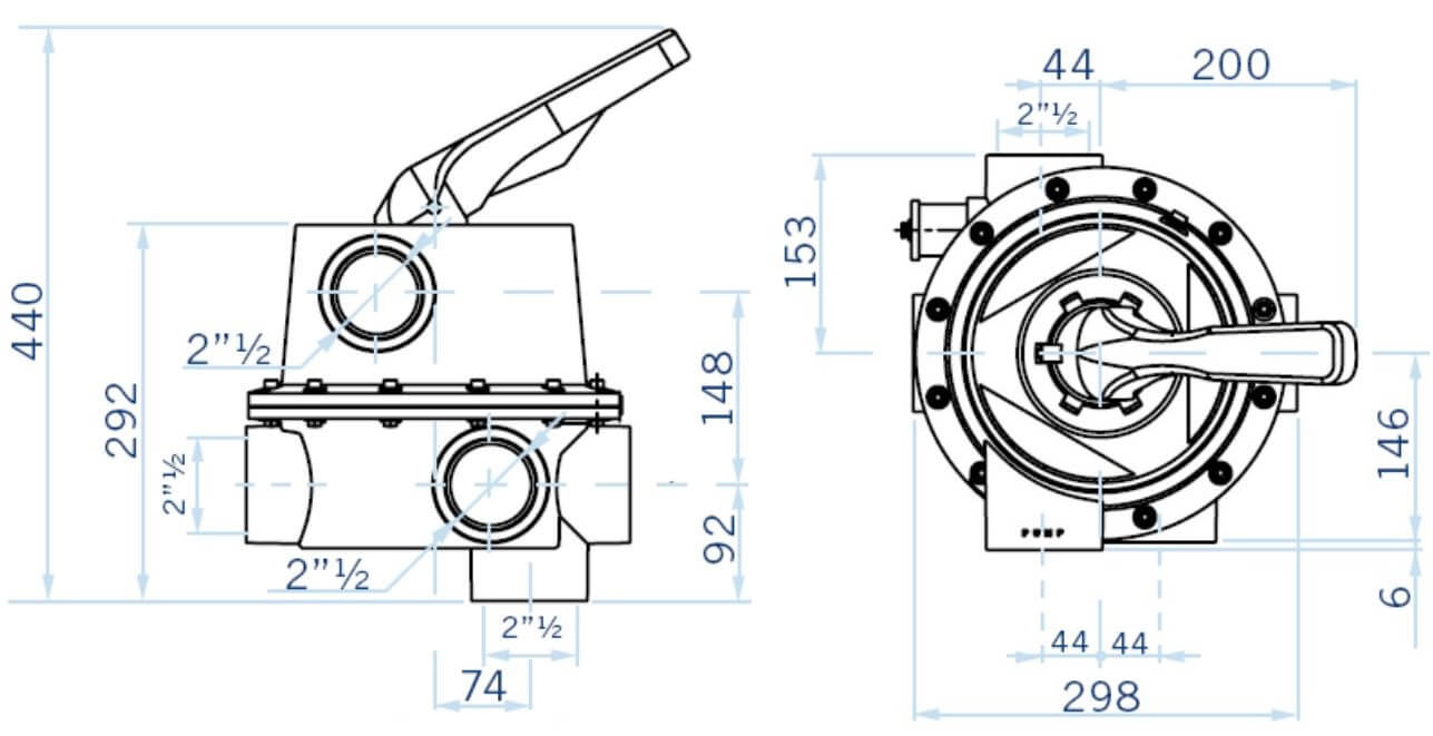 AstralPool Magnum multiport valve, configuration 3, 2.5" - best price ...